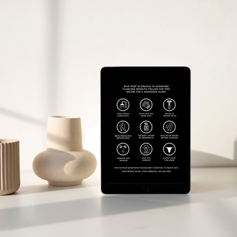 Spray Tanning Skin Prep Card Editable Template Design| Spray Tan ...
