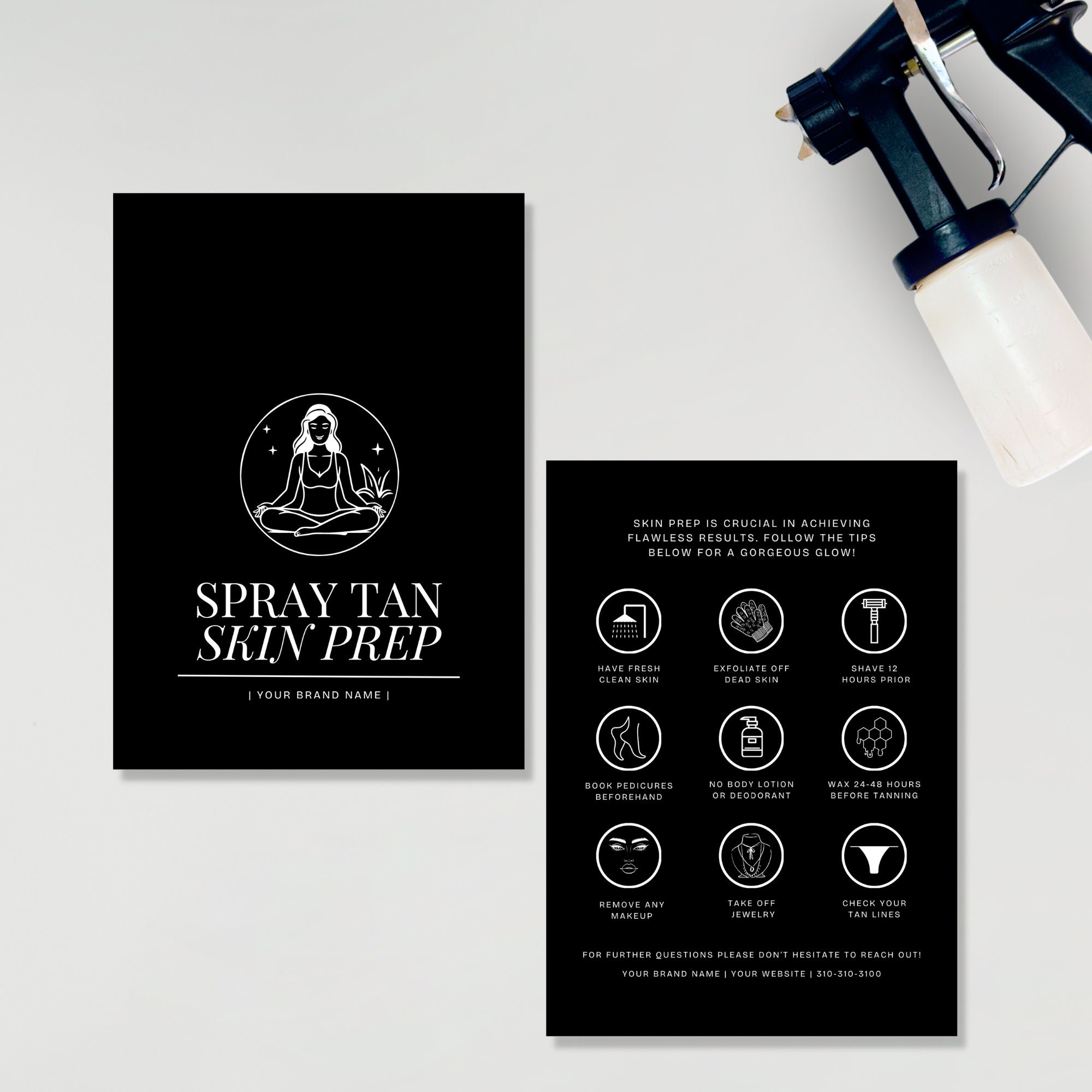 Spray Tanning Skin Prep Card Editable Template Design| Spray Tan ...