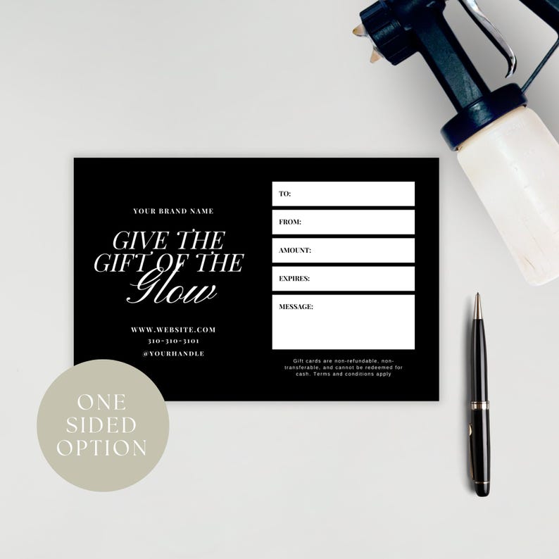 Spray Tanning Gift Card | Spray Tan Gift Voucher Design | Editable ...