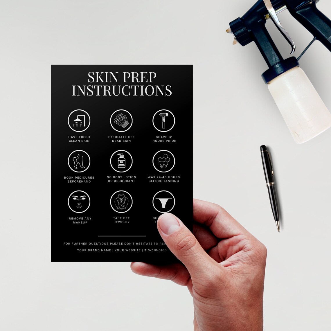 Spray Tanning Skin Prep Card Editable Template Design| Spray Tan ...