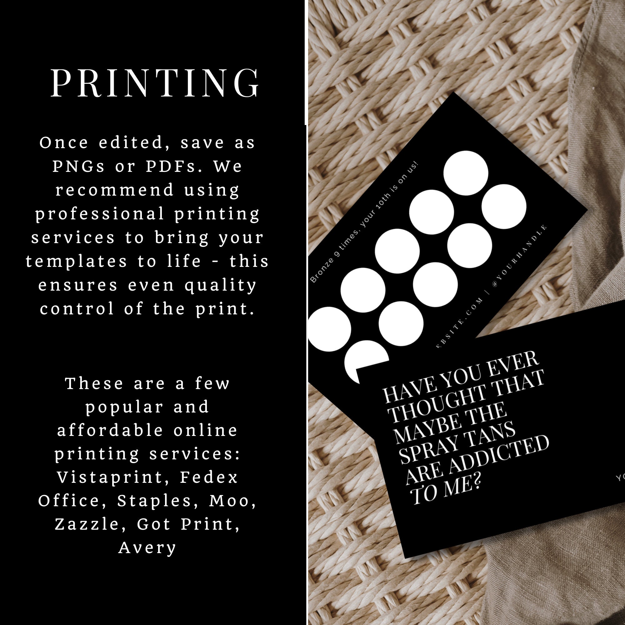 Spray Tanning Loyalty Card | Spray Tan Business Cards | Editable ...