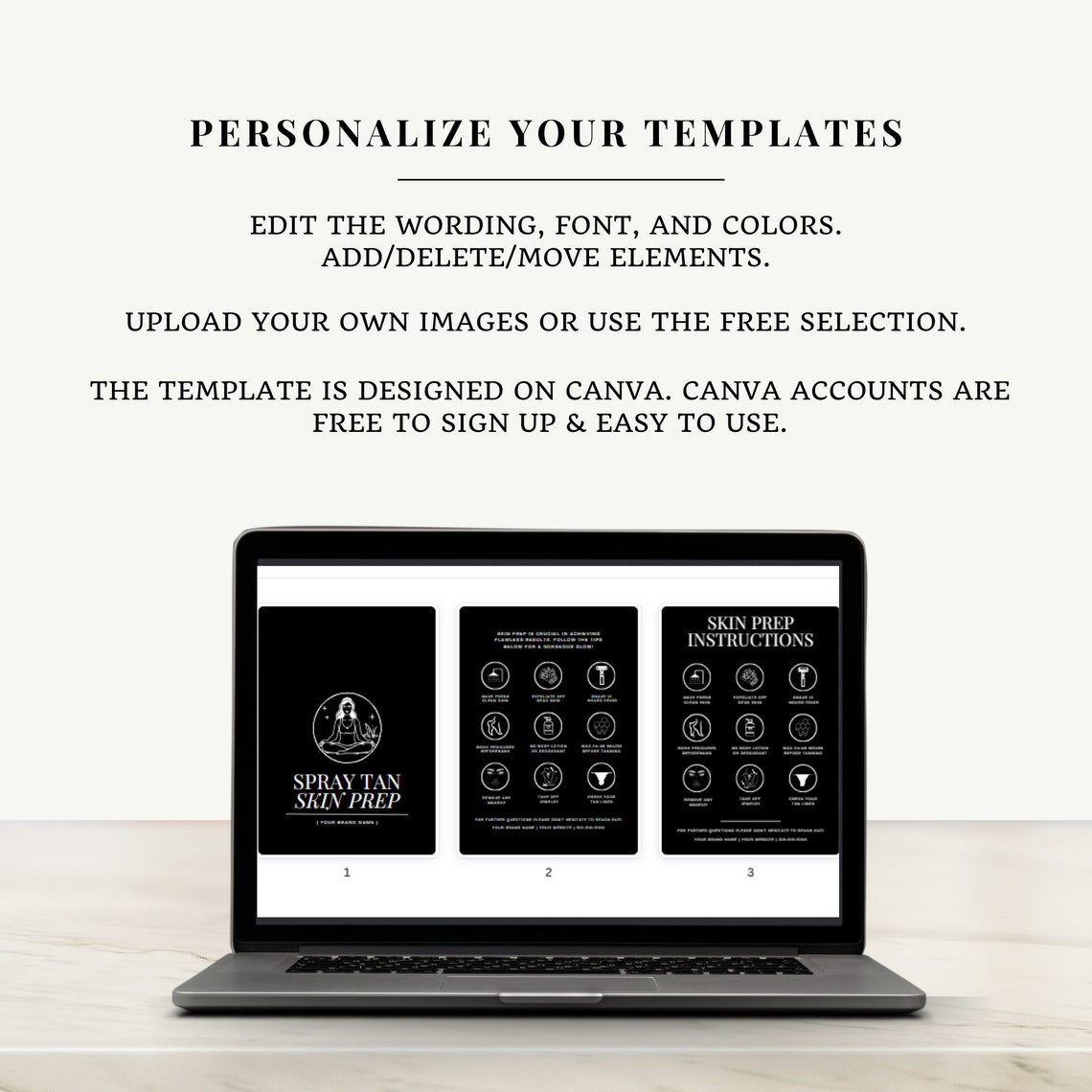 Spray Tanning Skin Prep Card Editable Template Design| Spray Tan ...