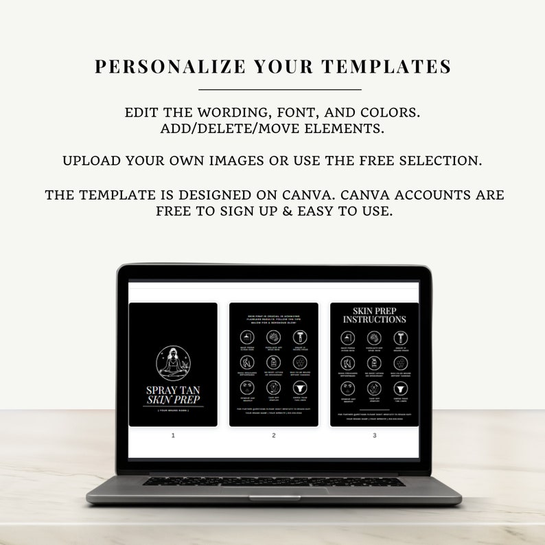 Spray Tanning Skin Prep Card Editable Template Design| Spray Tan ...