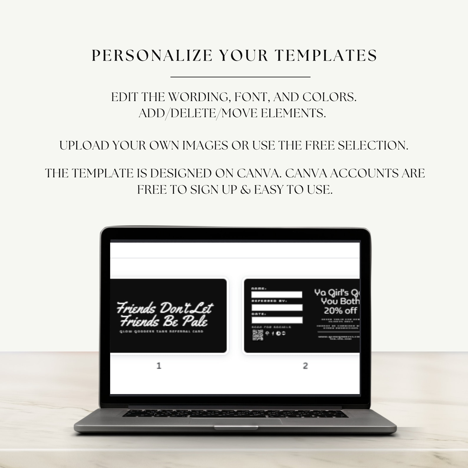 Spray Tanning Referral Card | Spray Tan Refer a Friend Cards | Editable ...