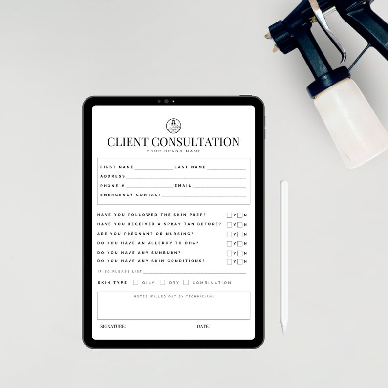 Spray Tan Service Consent Form | Editable Template | Spray Tan Client ...