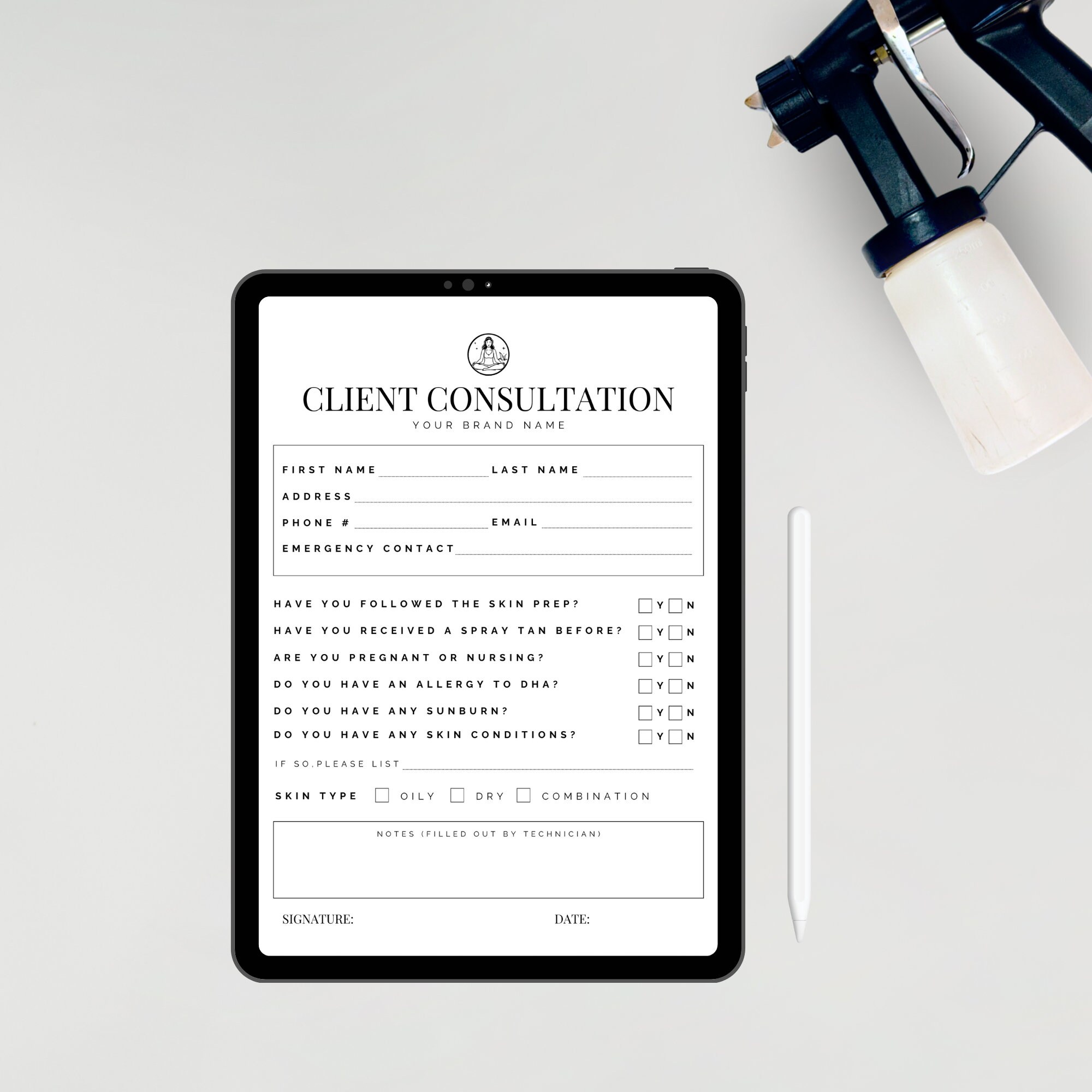 Spray Tan Service Consent Form | Editable Template | Spray Tan Client ...