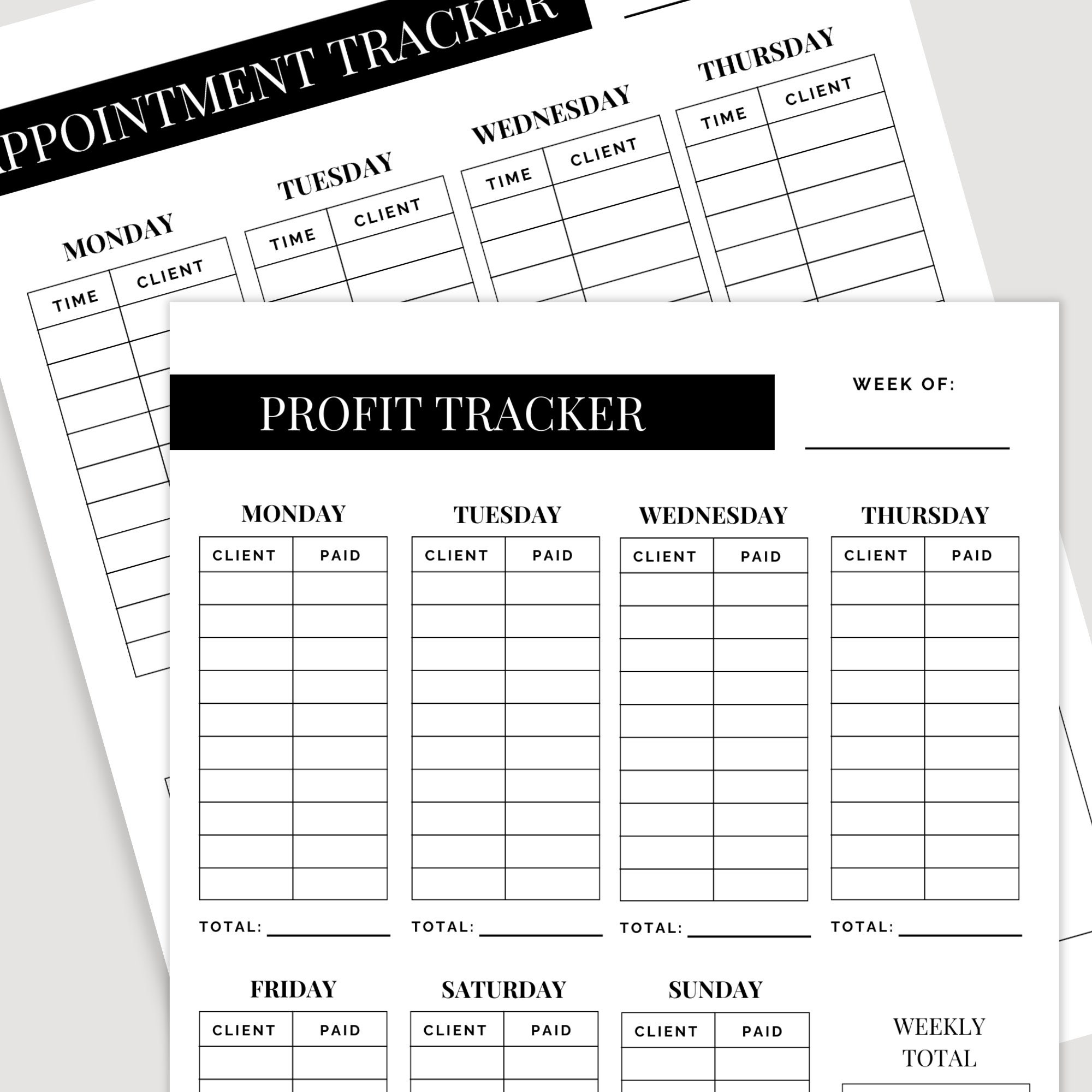 Spray Tan Service Digital/printable Weekly Appointment and Profit ...