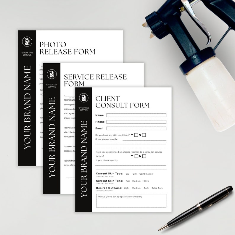 Spray Tan Artist Client Consult Form | Photo Release and Service ...