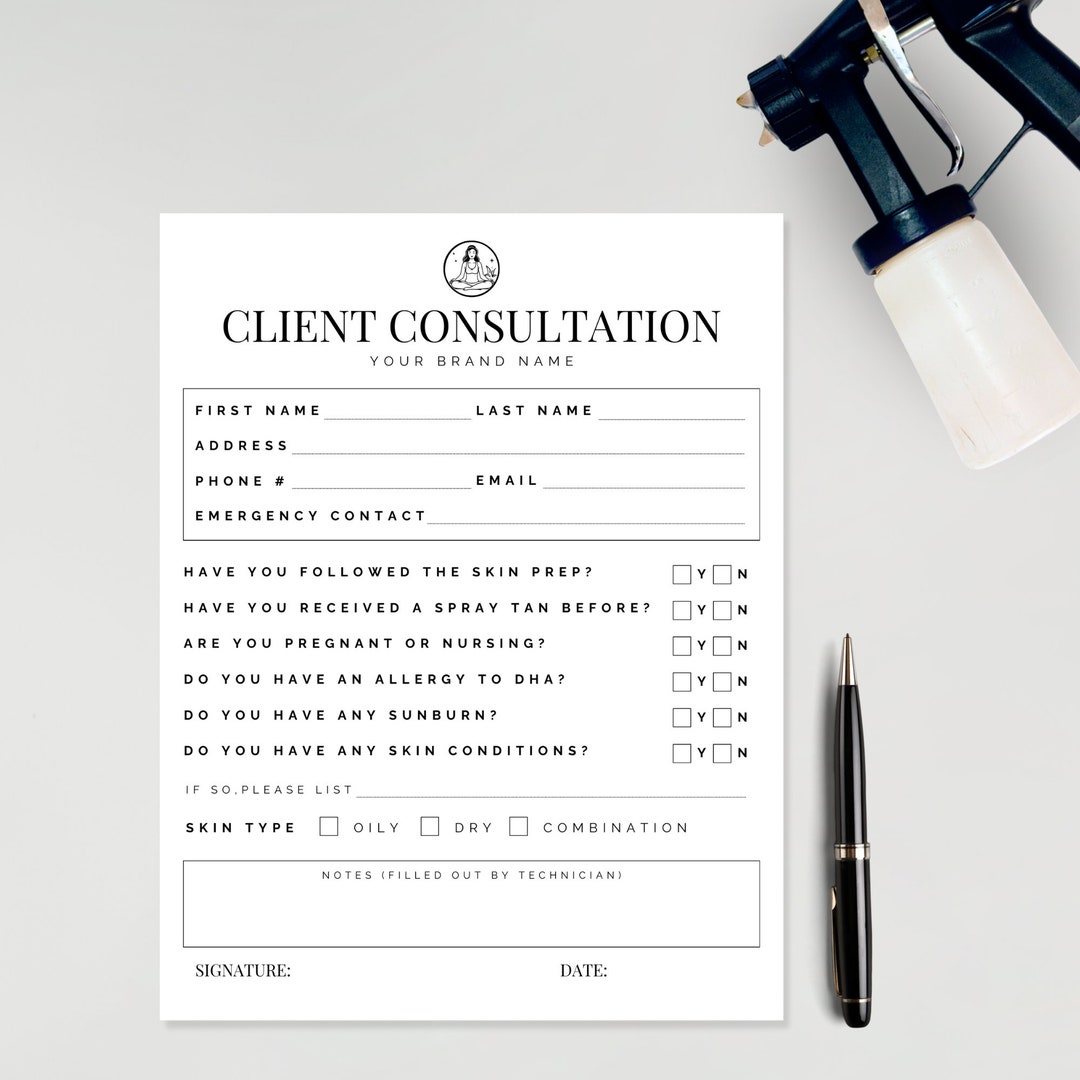 Spray Tan Service Consent Form | Editable Template | Spray Tan Client ...