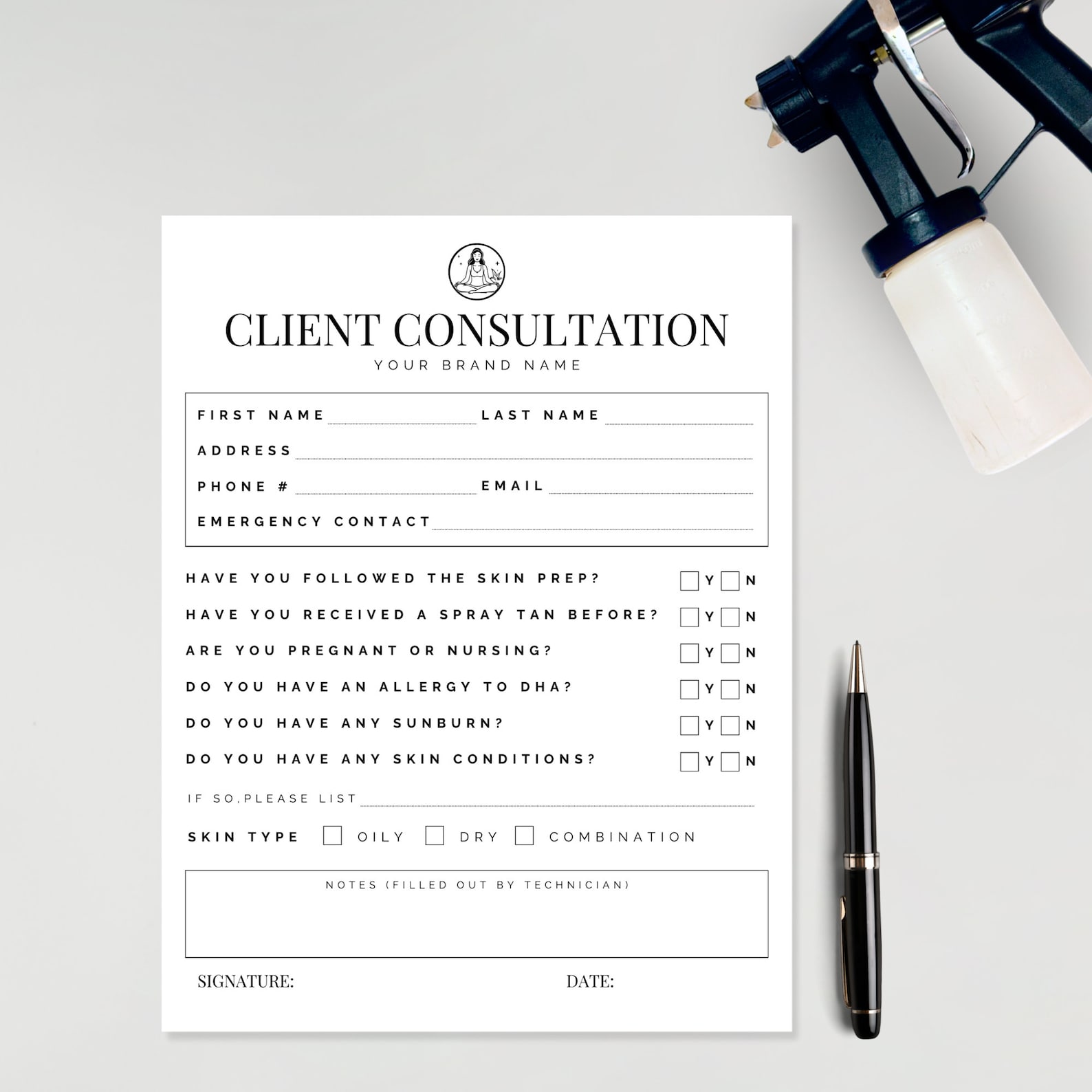 Spray Tan Service Consent Form | Editable Template | Spray Tan Client ...