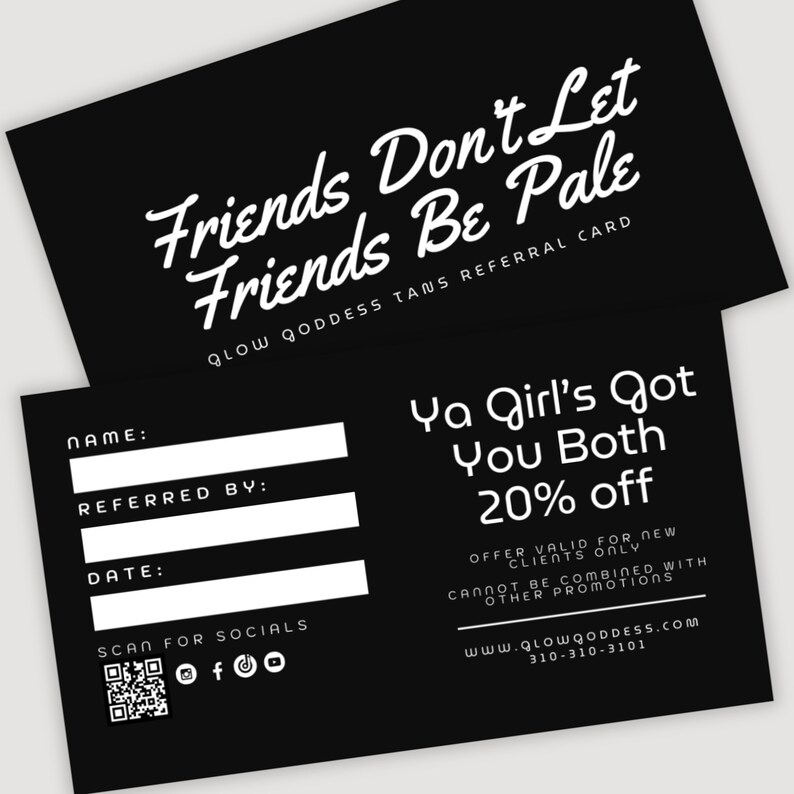 Spray Tanning Referral Card | Spray Tan Refer a Friend Cards | Editable ...