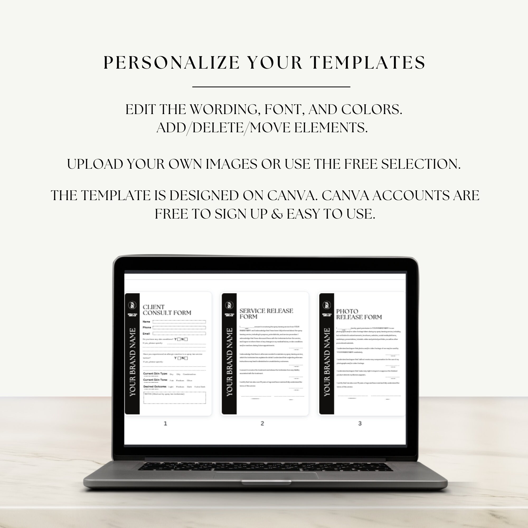 Spray Tan Artist Client Consult Form | Photo Release and Service ...