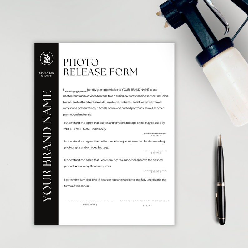 Spray Tan Artist Client Consult Form | Photo Release and Service ...