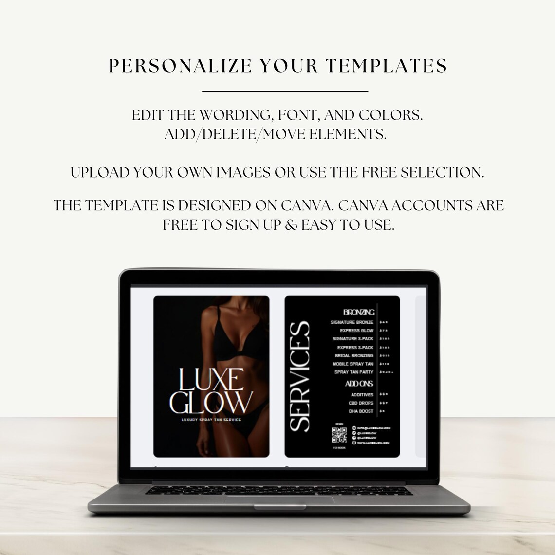 Spray Tanning Price List | Spray Tan Service Menu | Spray Tan Business ...