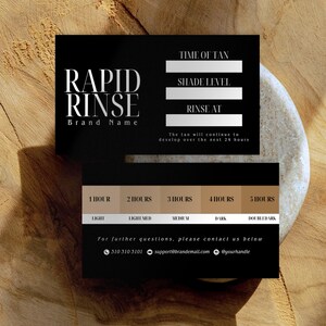 Spray Tanning Rapid Rinse Card | Express Spray Tan Time Card | Editable ...