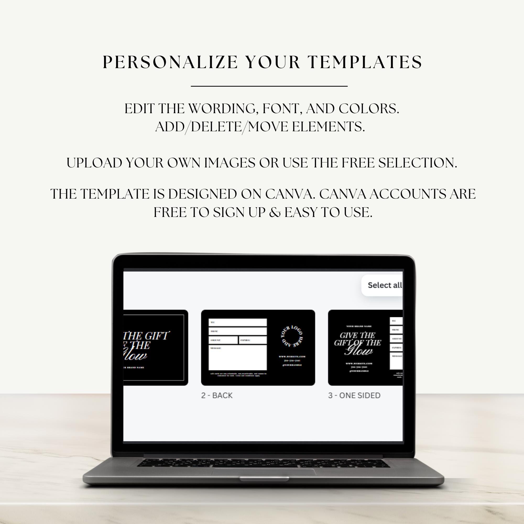 Spray Tanning Gift Card | Spray Tan Gift Voucher Design | Editable ...