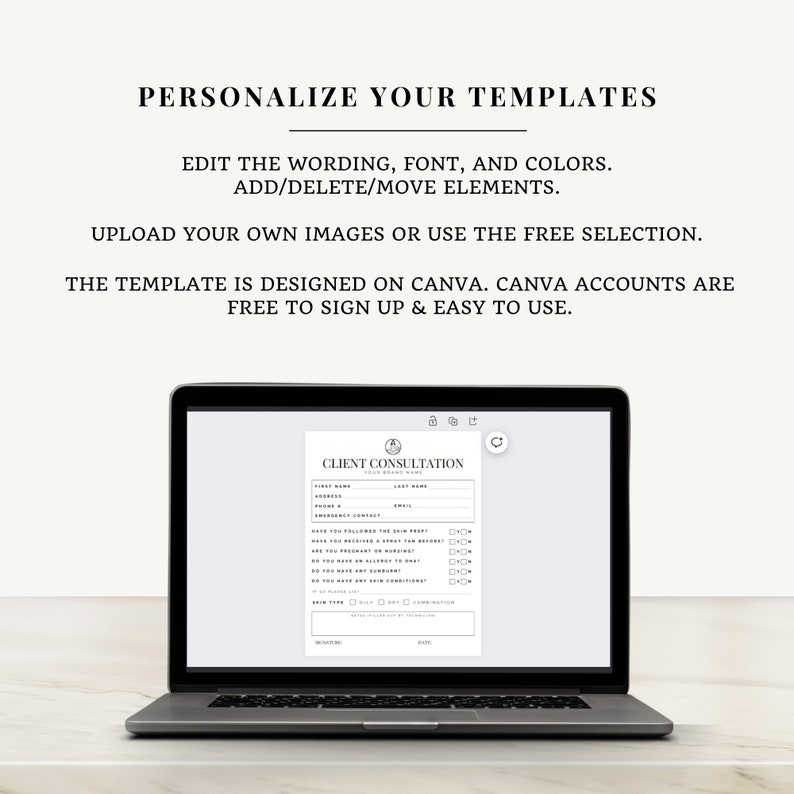 Spray Tan Service Consent Form | Editable Template | Spray Tan Client ...