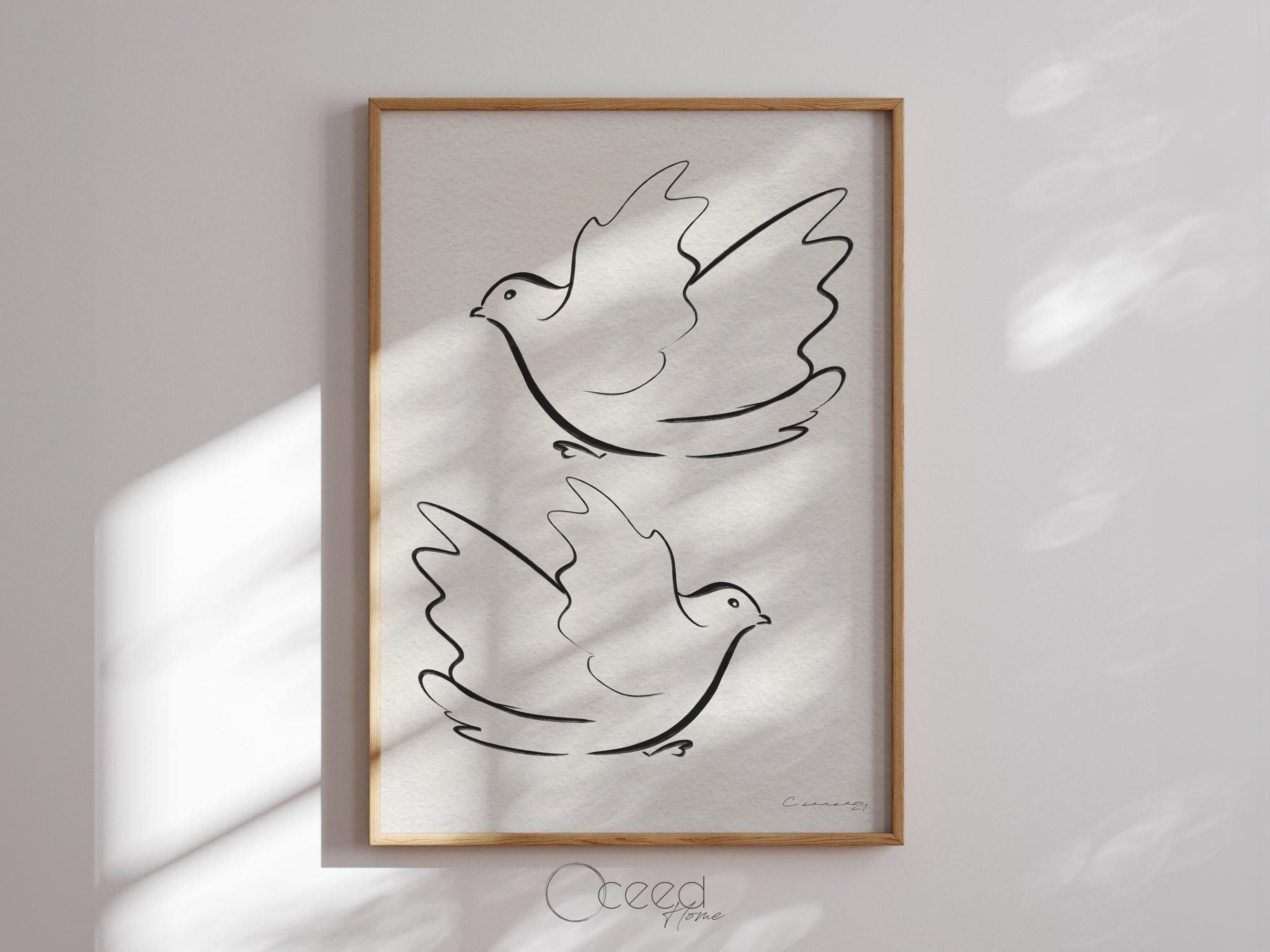 Set of 3 Minimal Line Art Prints Minimal Inspirational Wall Print Peace ...