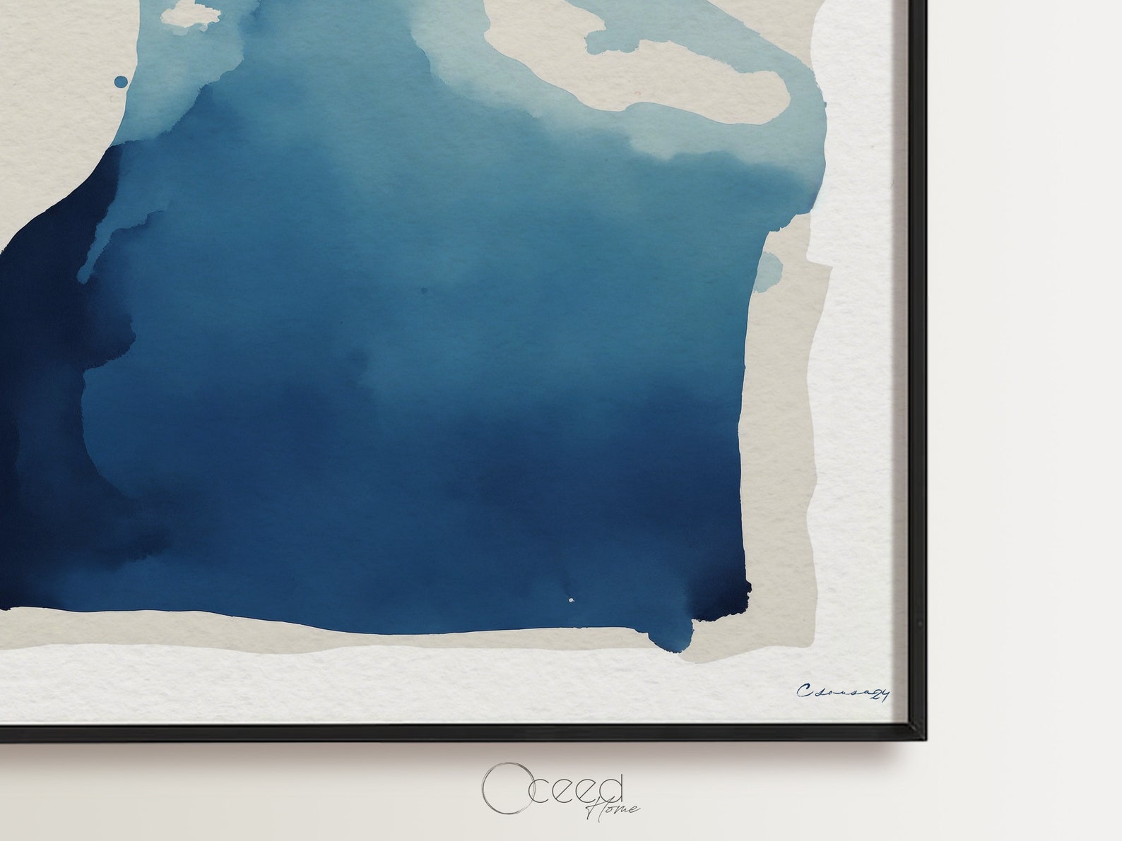 Blue Modern Minimal Abstract Watercolor Painting Art Print Minimalist ...