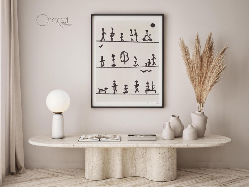 Minimal Stick Figure Line Drawing Art Print | Modern Abstract Line Art ...