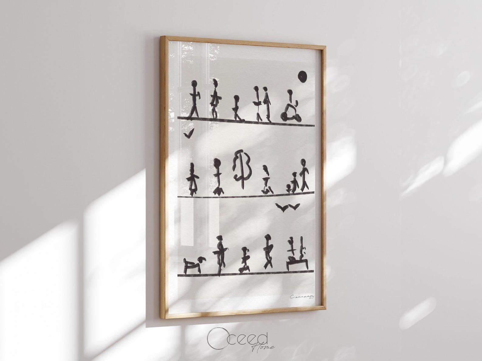 Minimal Stick Figure Line Drawing Art Print | Modern Abstract Line Art ...