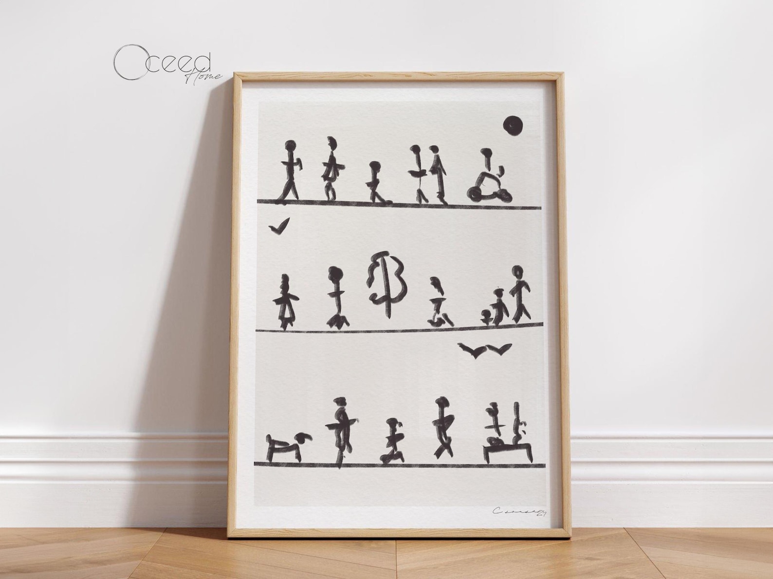 Minimal Stick Figure Line Drawing Art Print | Modern Abstract Line Art ...