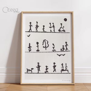 Minimal Stick Figure Line Drawing Art Print | Modern Abstract Line Art ...