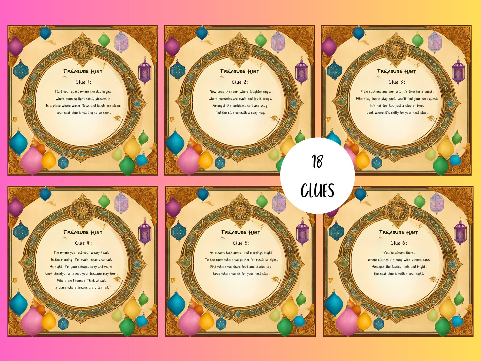 Eid Scavenger Hunt Clue Cards / Ramadan Kids Treasure Hunt Clues ...