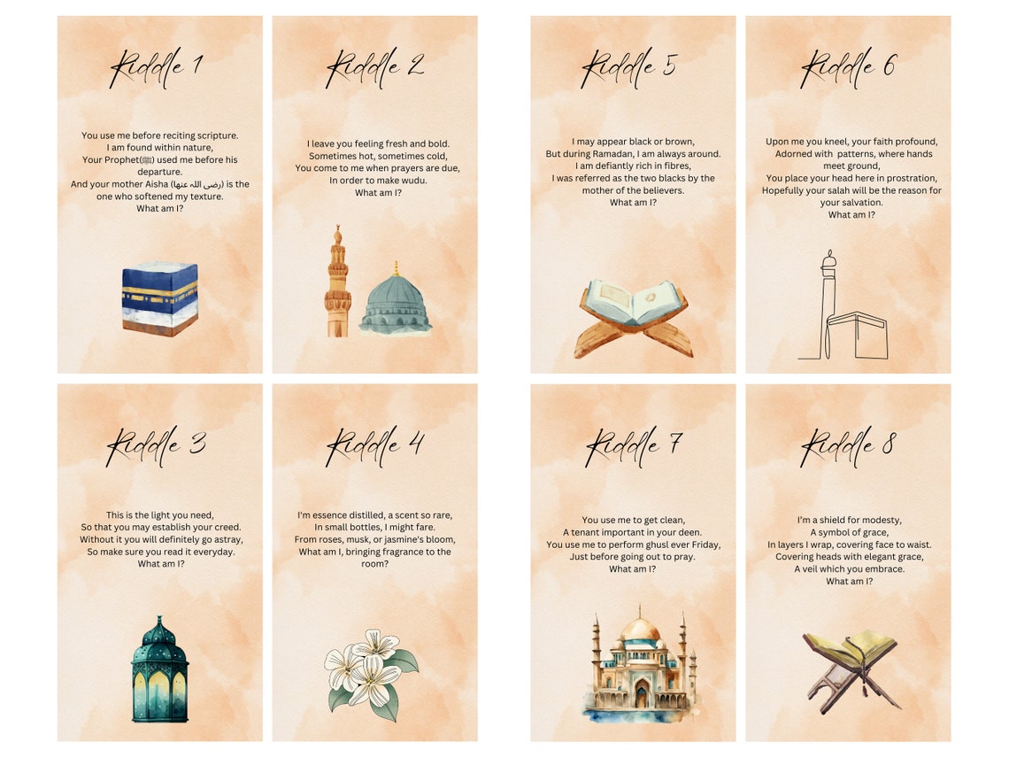 Eid Scavenger Hunt Clue Cards / Ramadan Kids Treasure Hunt Clues / Printable Eid Activities for ...
