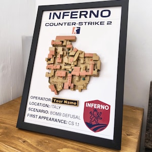 Inferno Map – Hand-painted 3D Printed CS2/CS:GO Wall Art – Gamer Room ...