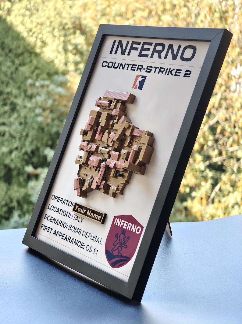 Dust 2 3D Printed Map | Custom CS2 / CS:GO Gamer Tag | Framed Counter ...