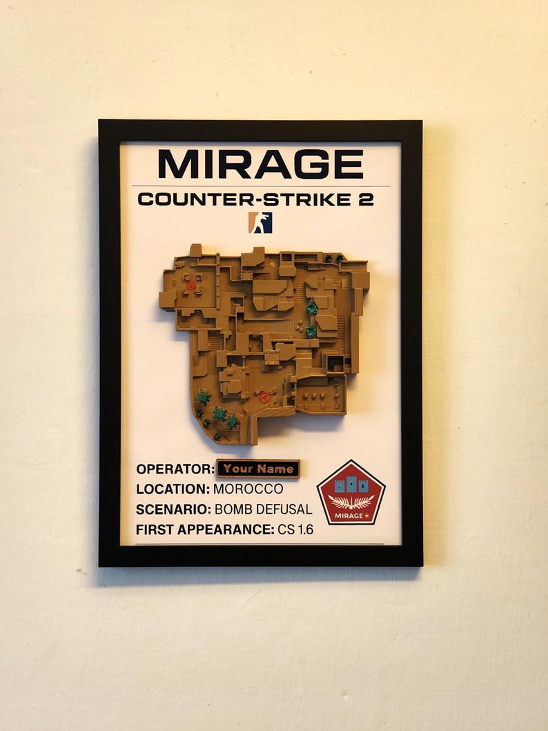 CS2 / CS:GO Mirage 3D Printed Map | Counter-strike Wall Art | Custom ...