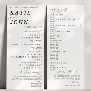 Wedding Ceremony Program- Ceremony Program- Wedding Program- Program ...