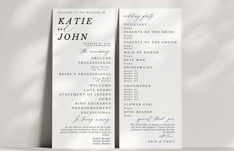 Wedding Ceremony Program- Ceremony Program- Wedding Program- Program ...