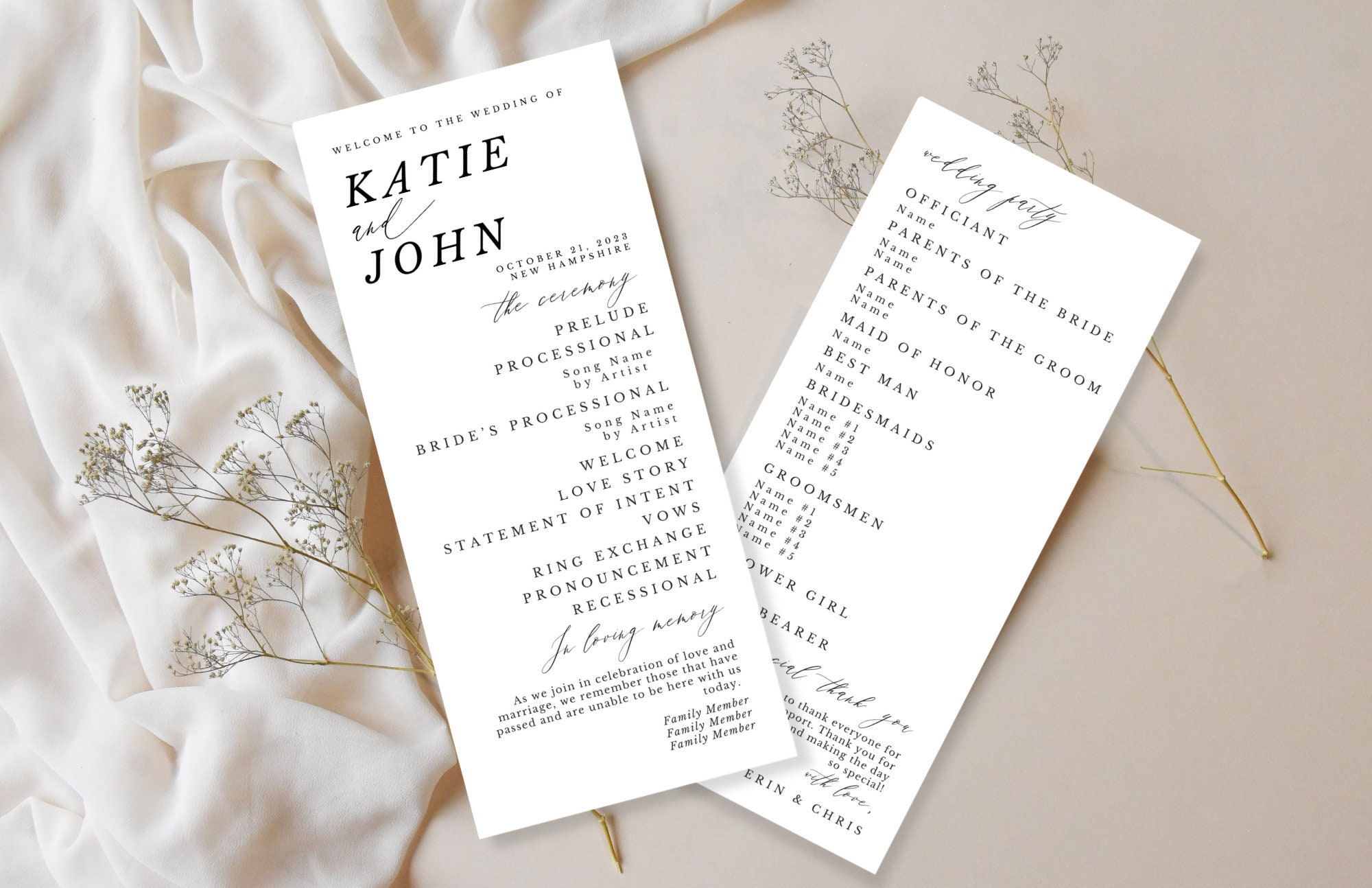 Wedding Ceremony Program- Ceremony Program- Wedding Program- Program ...