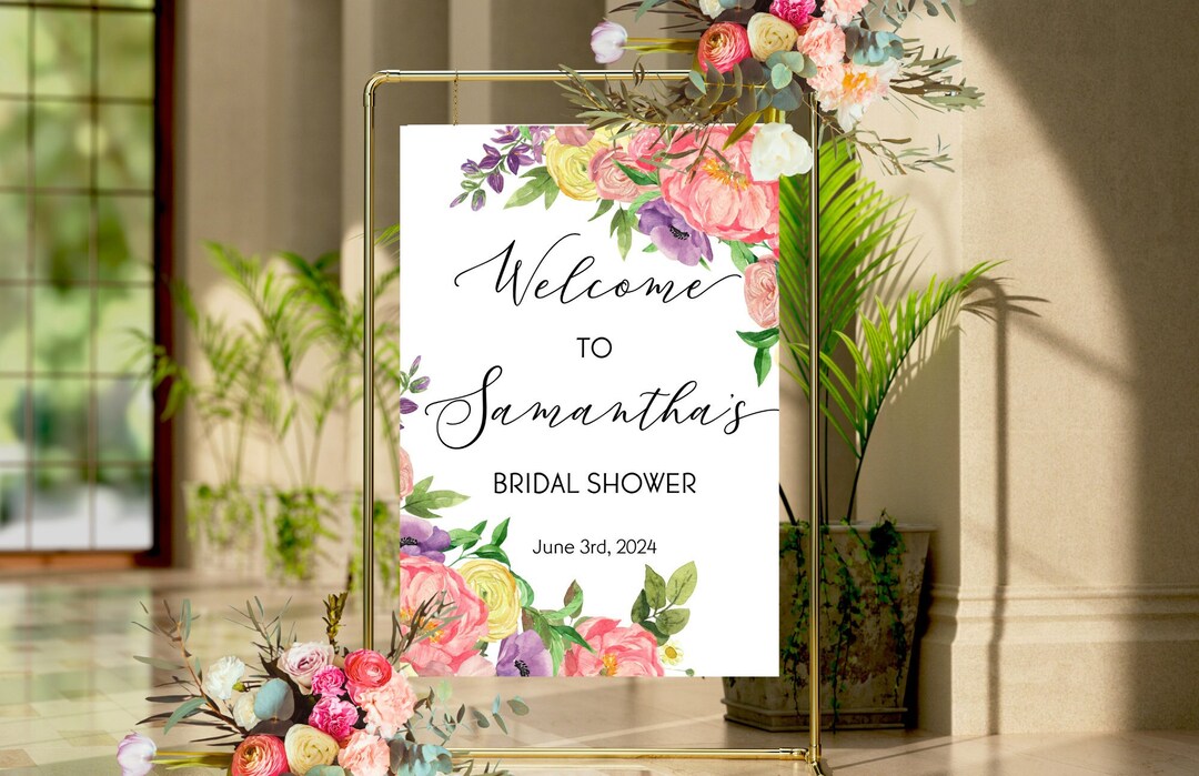 Spring Floral Bridal Shower Welcome Sign- Bridal Shower Sign- Floral ...