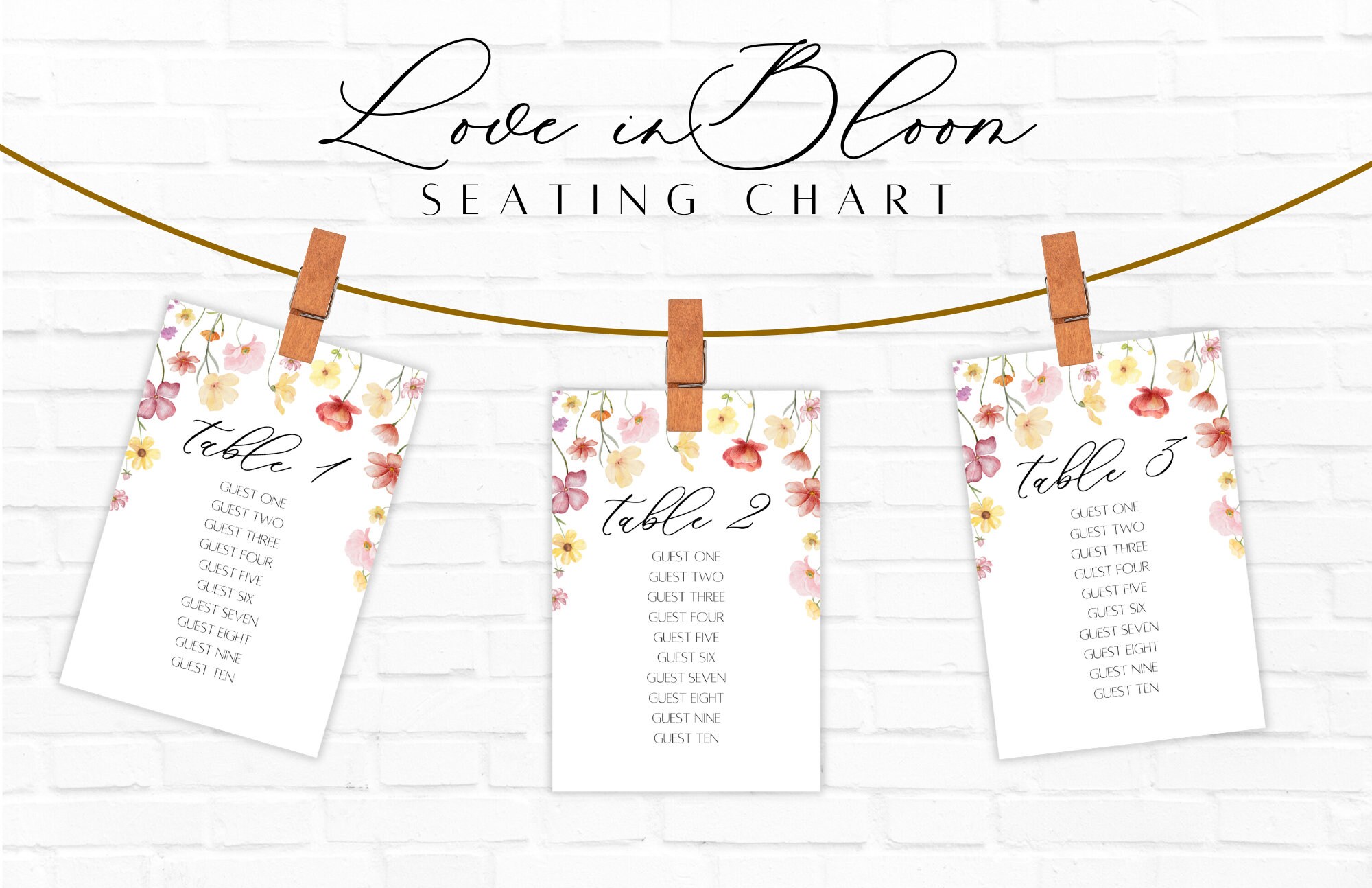 Love in Bloom Bridal Shower Seating Chart- Floral Bridal Shower- Floral ...