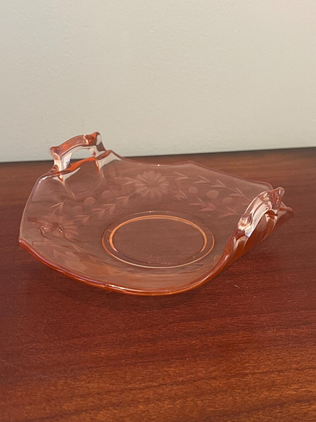 Vintage Pink Depression Glass Tray - Etsy