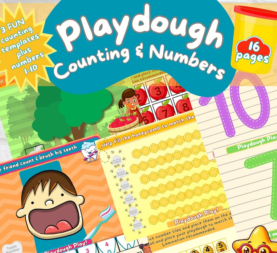 PLAYDOUGH COUNTING & NUMBERS Mat Templates Counting Apples Teeth ...