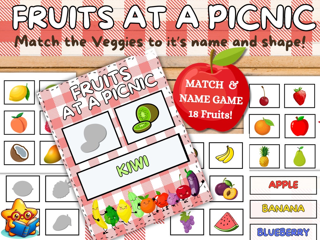 FRUITS AT A PICNIC Matching Montessori Activity Preschool Homeschool ...