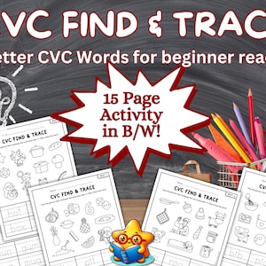 CVC Words Find & Trace: Reading, Coloring, and Tracing (digital ...