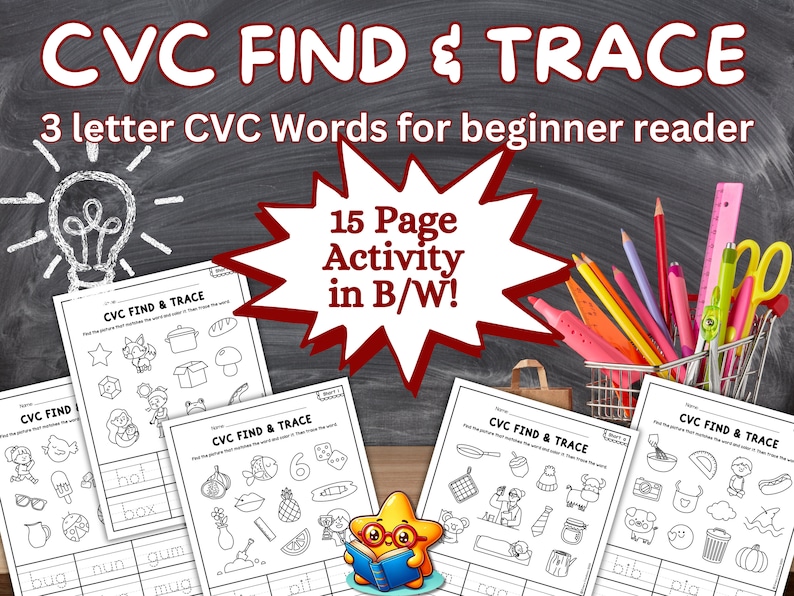 CVC Words Find & Trace: Reading, Coloring, and Tracing (digital ...