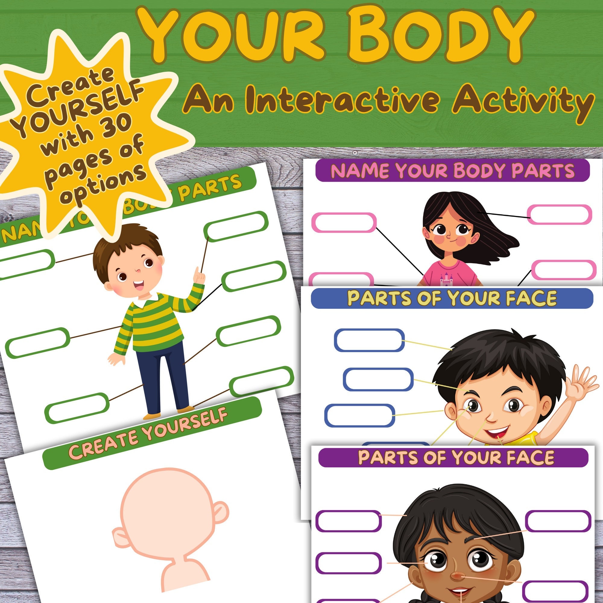 YOUR BODY Human Body Face Parts Unique Montessori Homeschool Anatomy ...