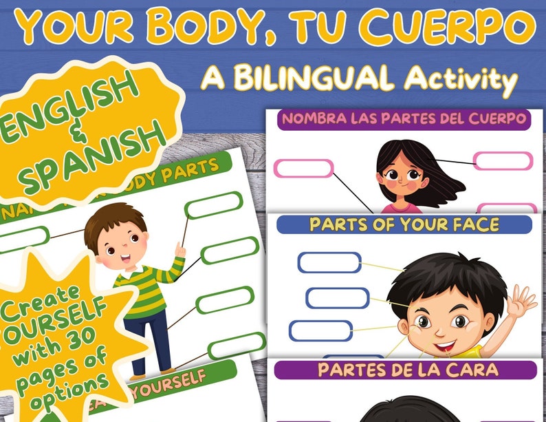Your BODY, Tu CUERPO BILINGUAL Español Spanish Activity Human Body Face ...