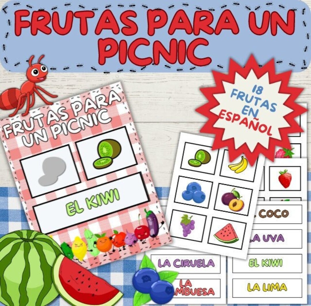 Spanish Fruits Matching Game: Bilingual Education Printable (digital ...