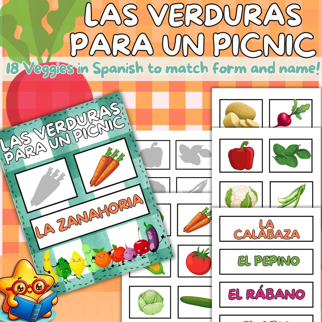 VERDURAS Para Un PICNIC ESPAÑOL Spanish Interactive Match Reading ...