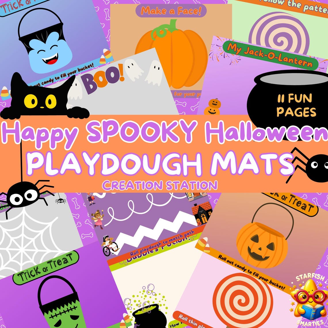Happy SPOOKY Halloween PLAYDOUGH MATS Playdoh Fine Motor Skills ...