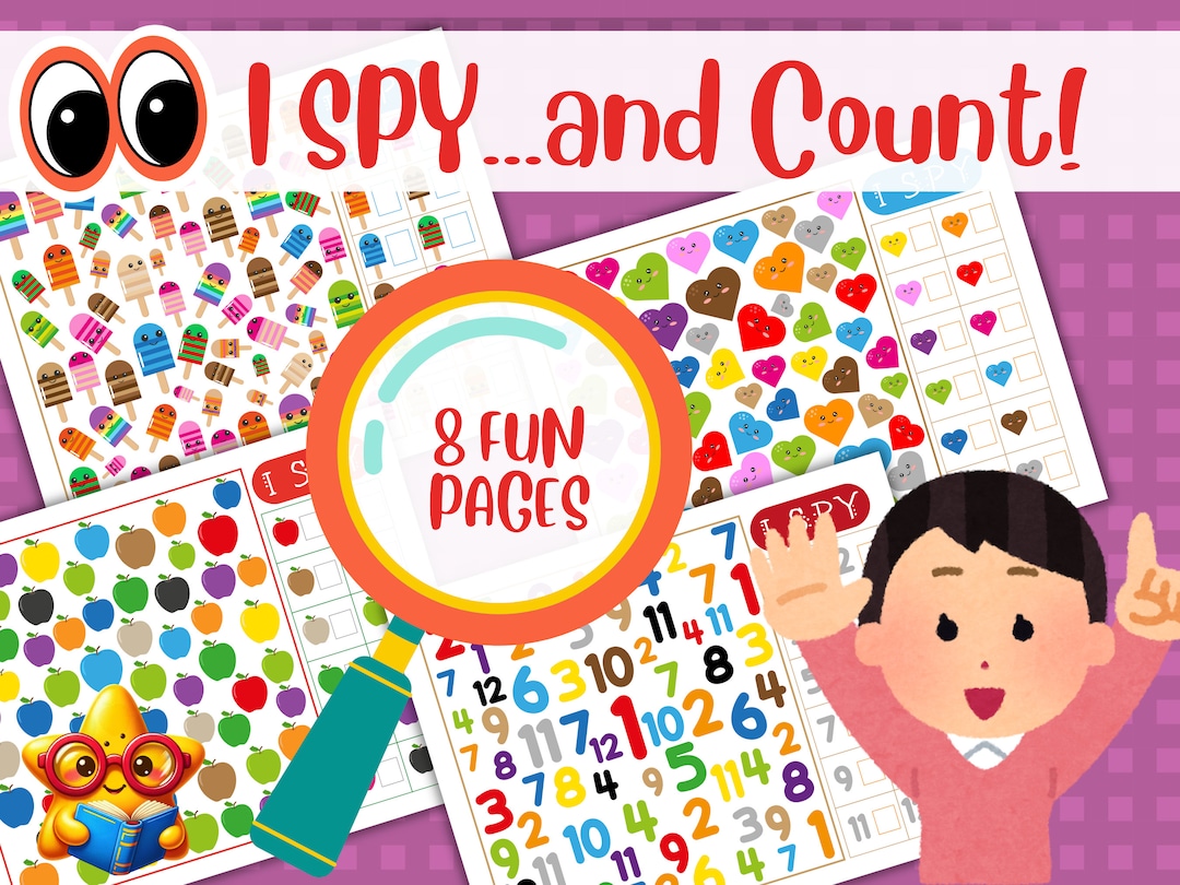 I SPY and COUNT Printable Game: Preschool Learning Activity (digital ...