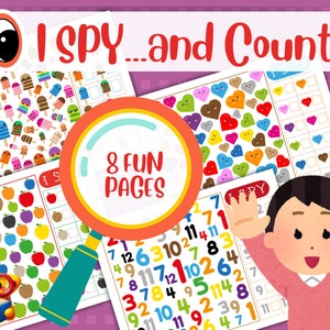 I SPY and COUNT Printable Game: Preschool Learning Activity (digital ...