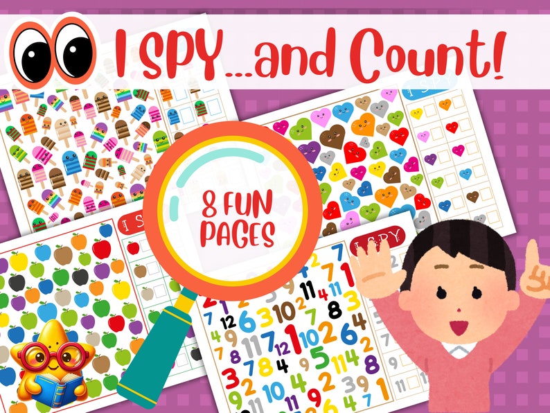 I SPY and COUNT Printable Game: Preschool Learning Activity (digital ...